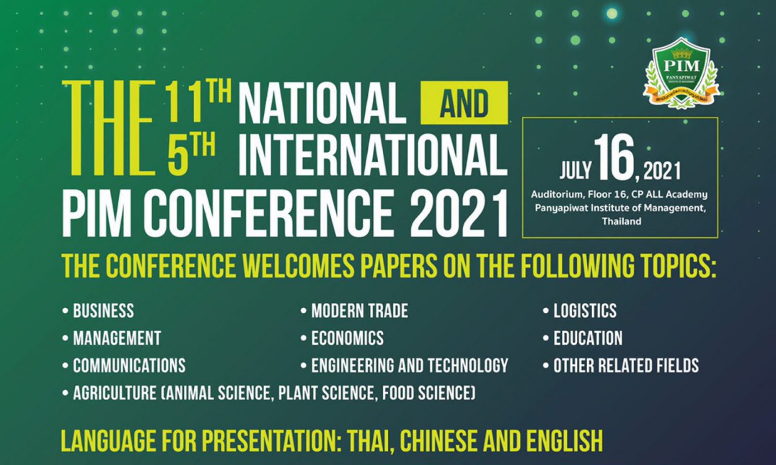 PIM International Conference – Panyapiwat Institute of Management